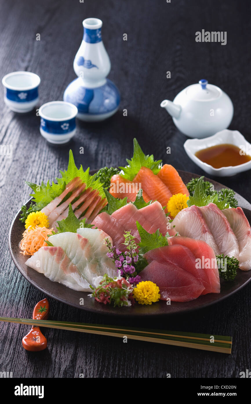 Six Assorted Sashimi Stock Photo - Alamy