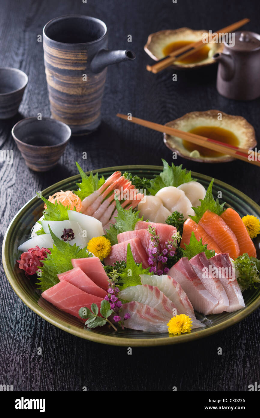 Eight Assorted Sashimi Stock Photo - Alamy