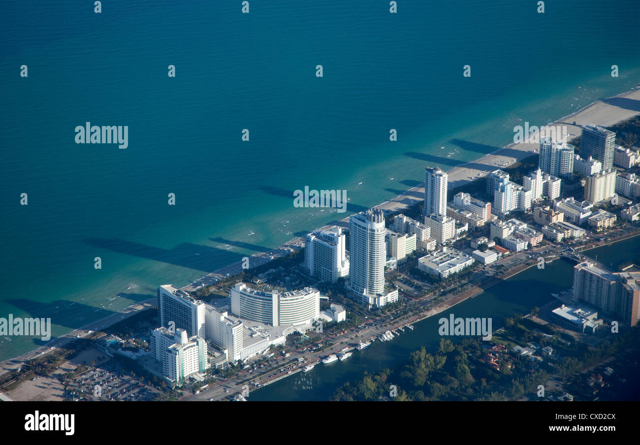 Aerial view of Miami Beach, Florida, United States of America, North ...