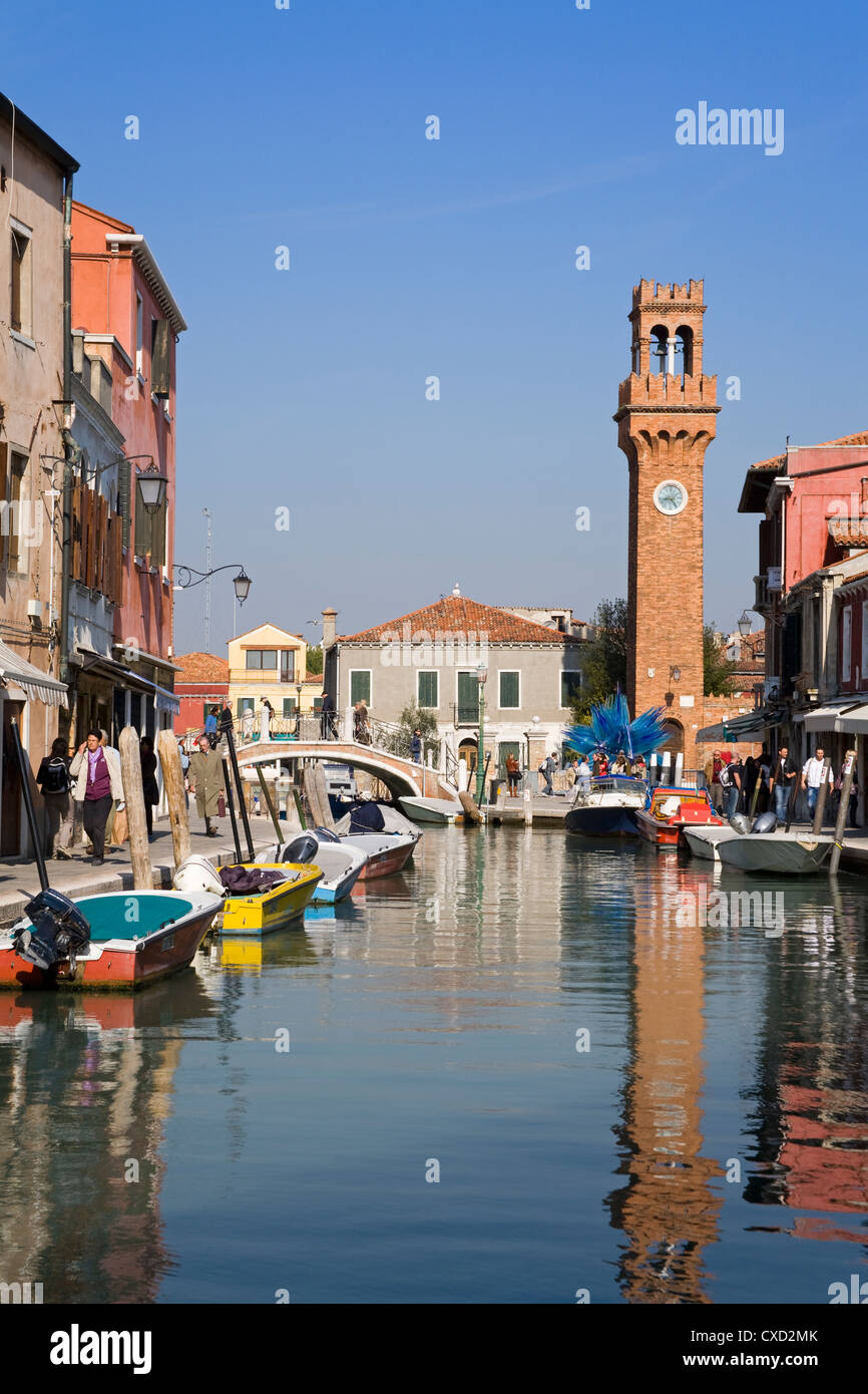 Clock tower on Murano Island, Venice, Veneto, Italy, Europe Stock Photo ...