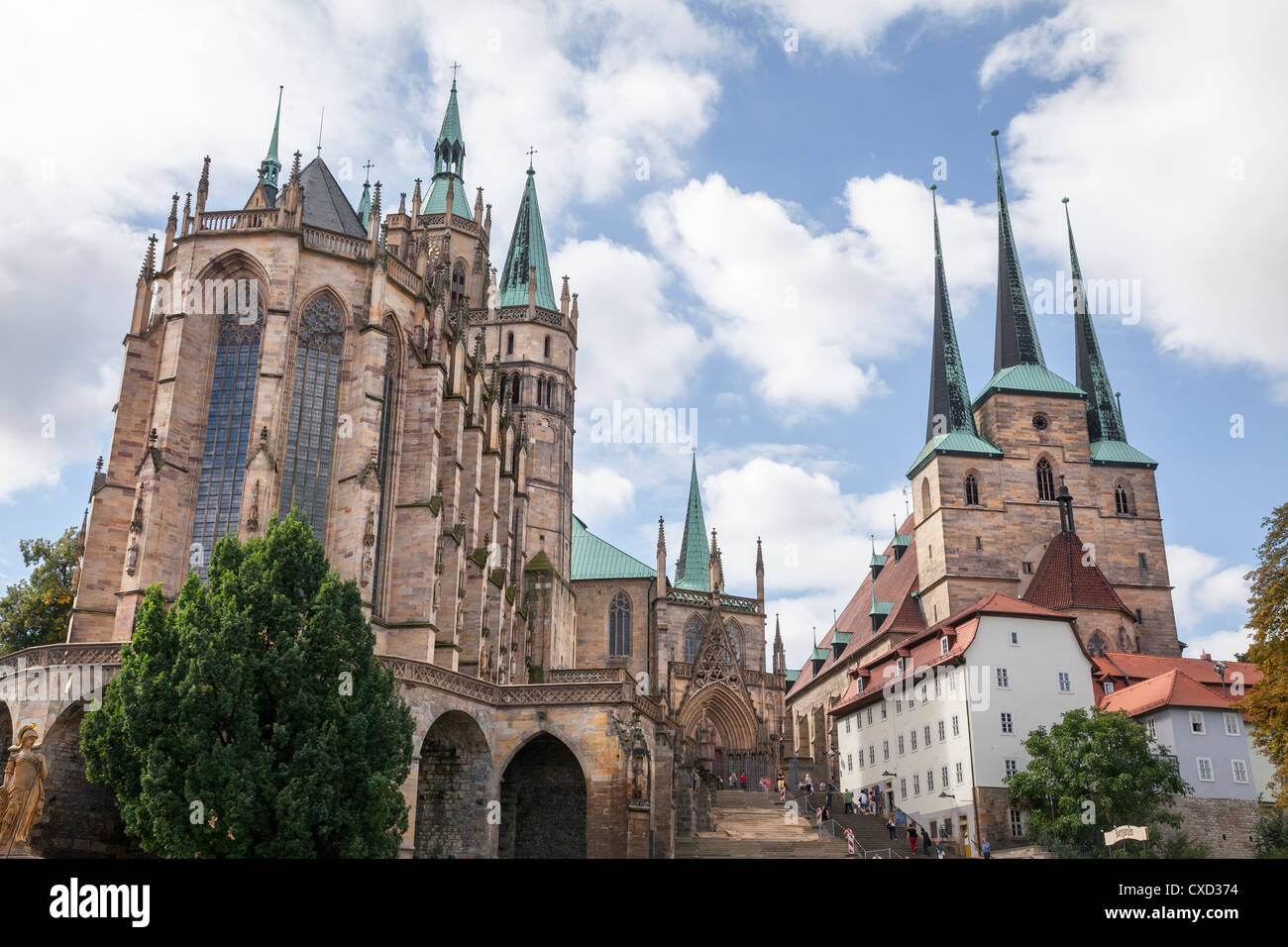 Cathedral and Church of St. Severus, Erfurt, Thuringia, Germany Stock ...