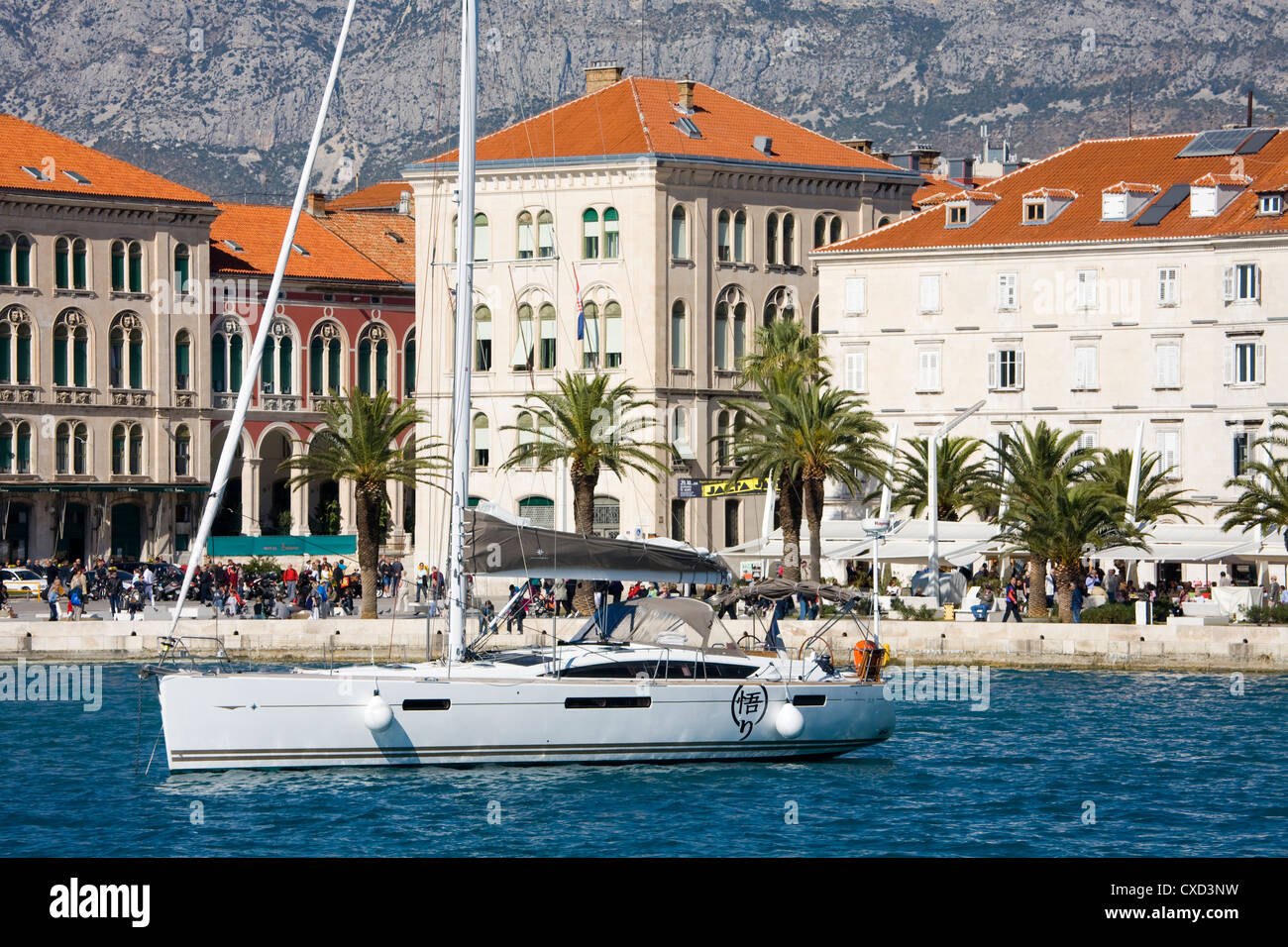 Yacht in Split harbour, Dalmatian Coast, Croatia, Europe Stock Photo ...