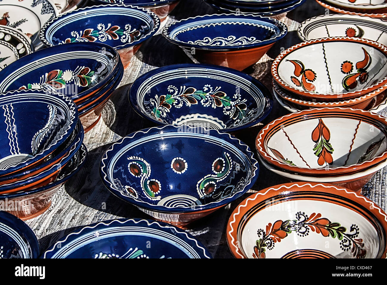 Romanian traditional pottery on display for sale Stock Photo - Alamy