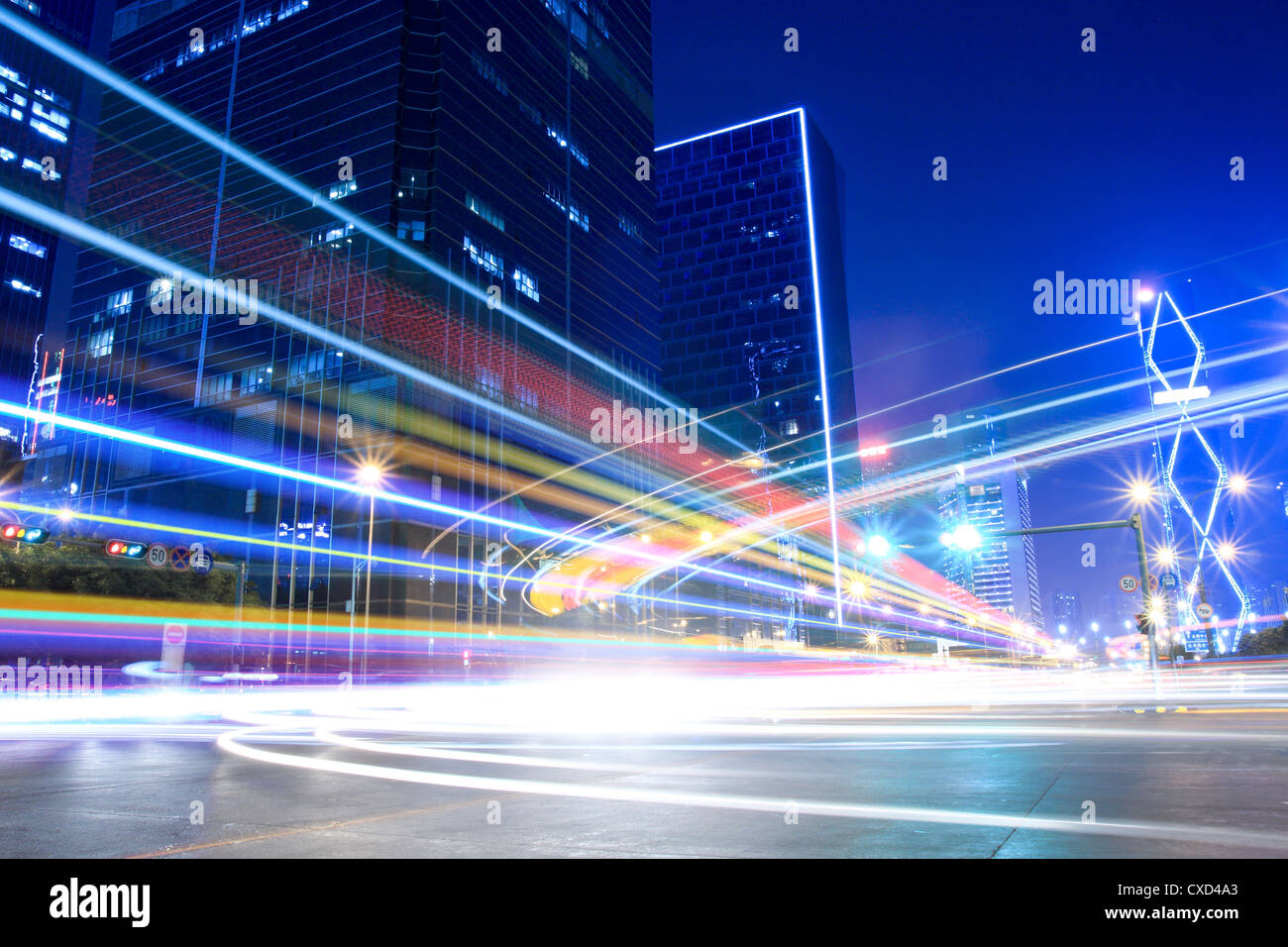 light trails on the street Stock Photo - Alamy