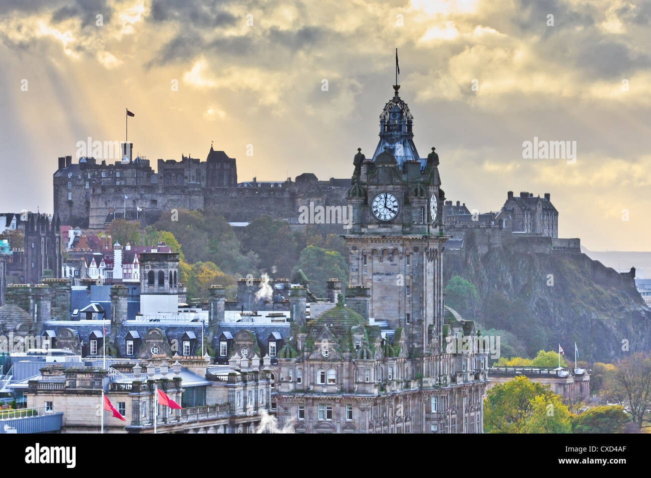 Edinburgh castle clock tower hi-res stock photography and images - Alamy