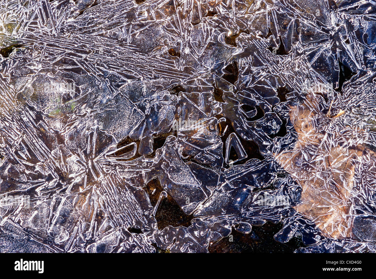 Ice designs on lake Stock Photo - Alamy