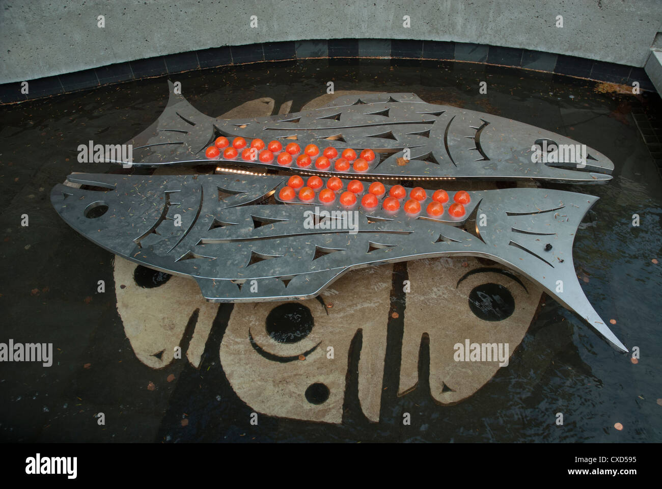 A Fish Sculpture Pool outside the Museum of Anthropology at the ...