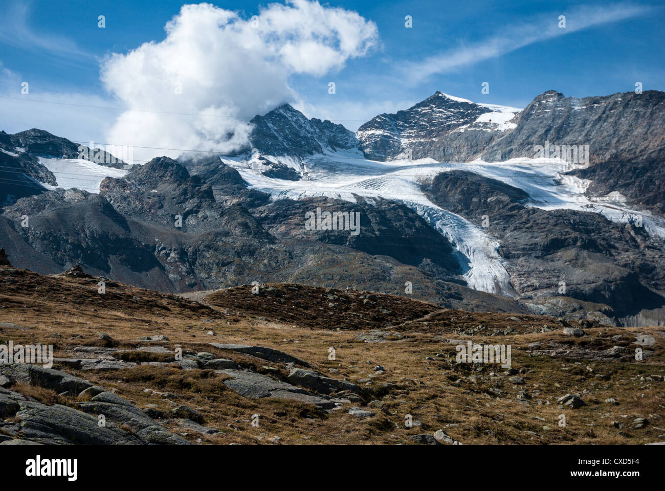 Bernina Glacier, Bernina Pass, Italy, Switzerland border Stock Photo ...