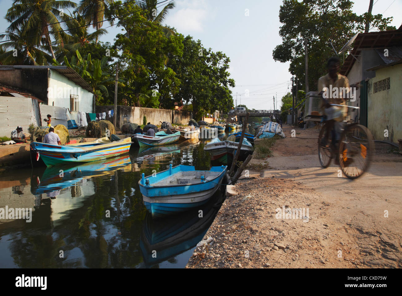 Fishing boats along Hamilton Canal, an old Dutch canal, Negombo ...