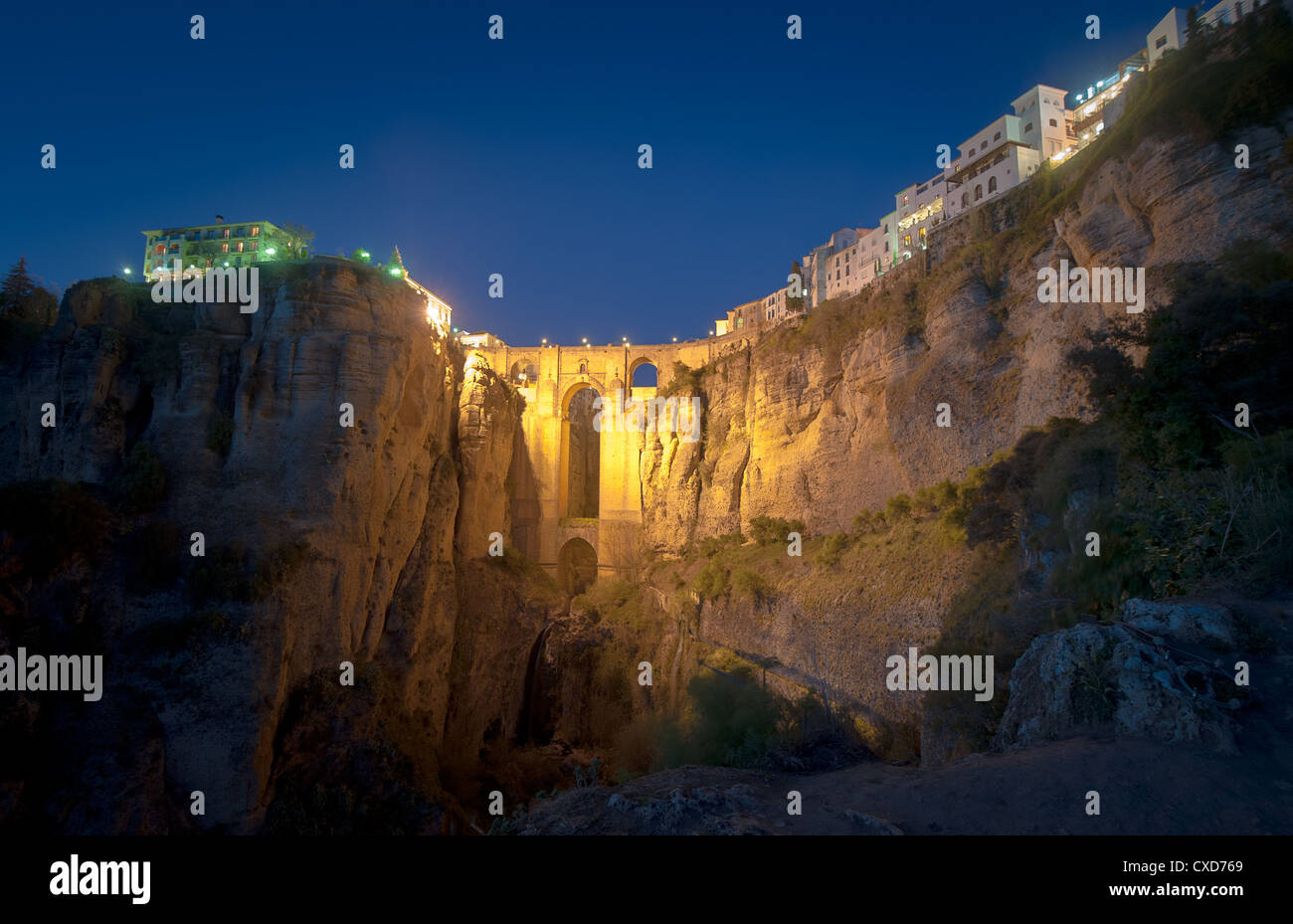 New Bridge at night, Ronda, Spain Stock Photo - Alamy