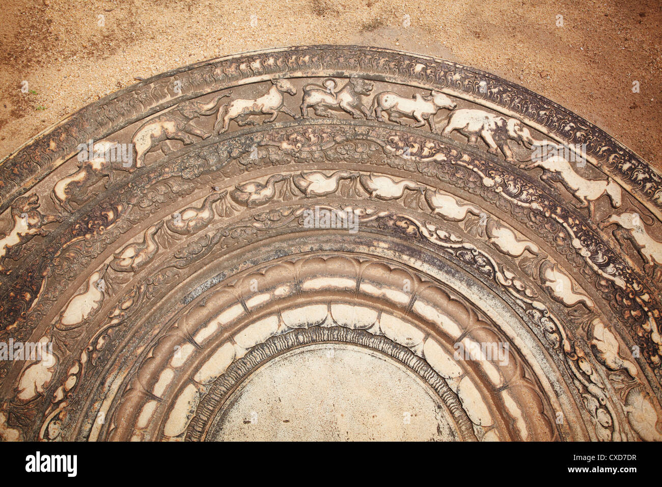 Moonstone at Mahasen's Palace, Northern Ruins, Anuradhapura, UNESCO ...