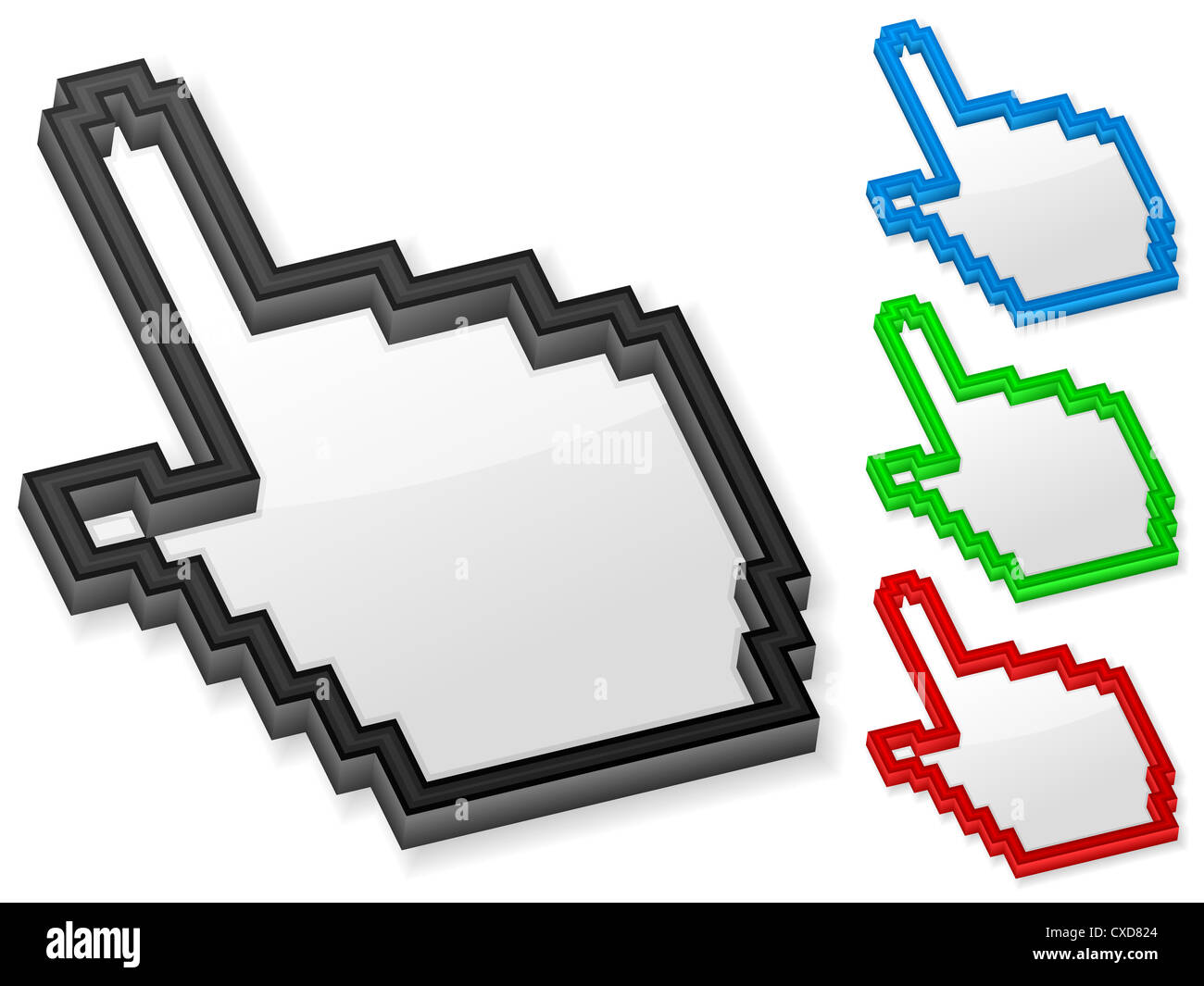 3D hand computer cursor set on white background Stock Photo - Alamy