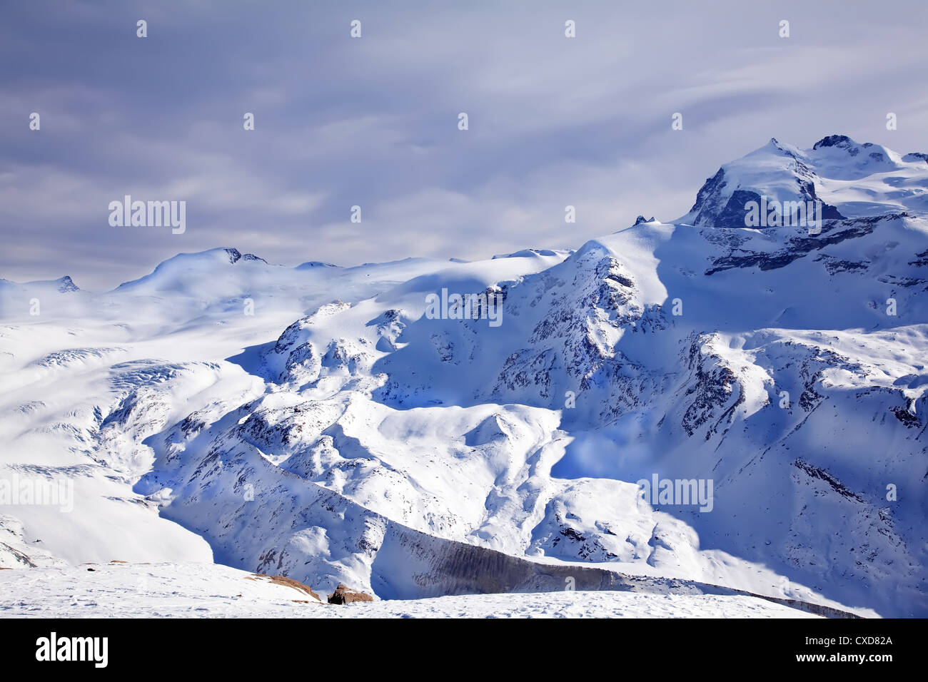 Purple winter landscape in Switzerland Stock Photo - Alamy