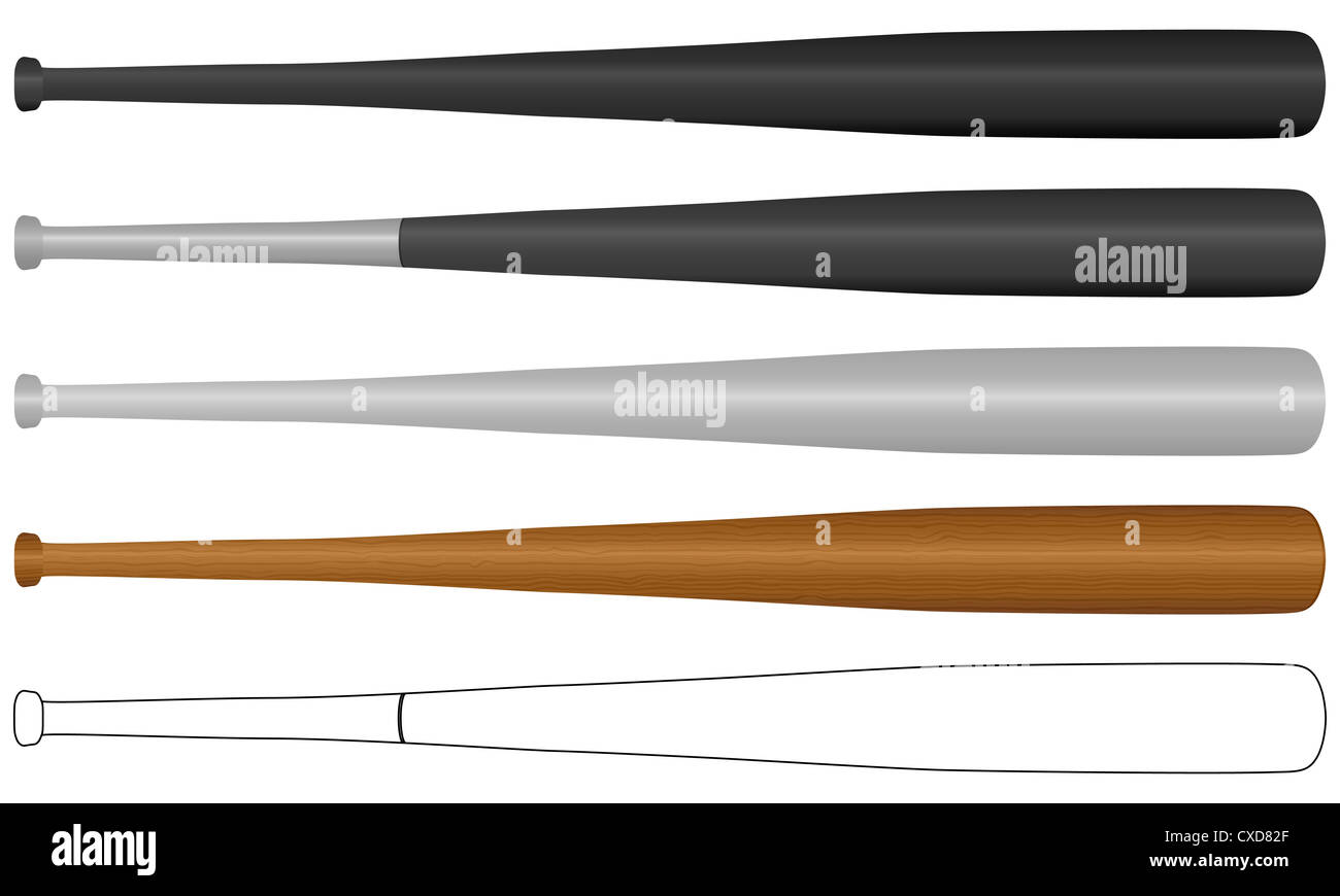 Baseball bat set isolated on a white background Stock Photo - Alamy