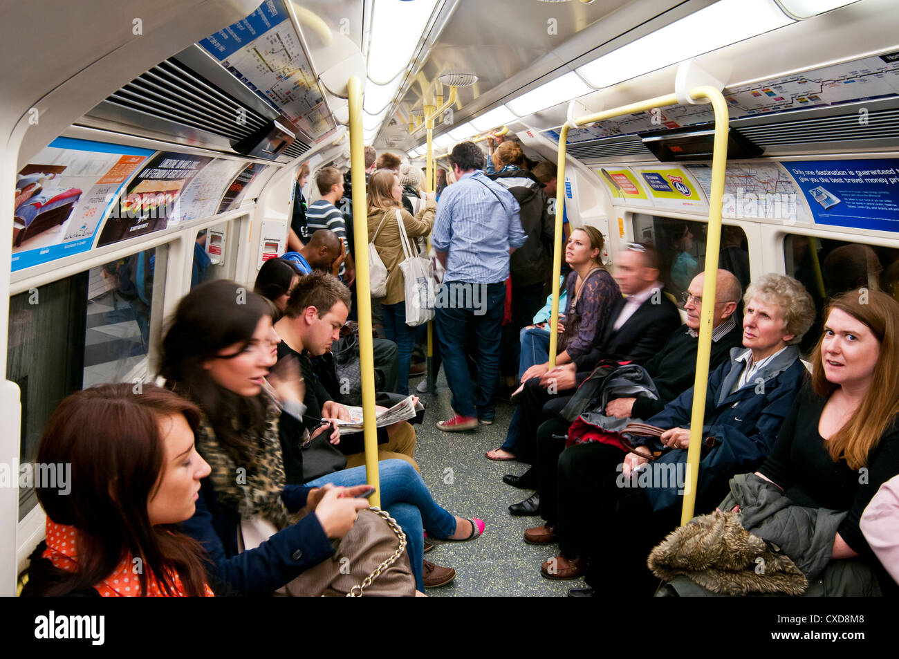 Interior of London underground train, London, UK Stock Photo - Alamy