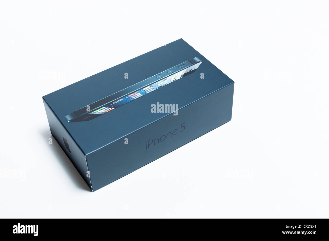 Retail box of a new iPhone 5 on a white background - cut out Stock ...