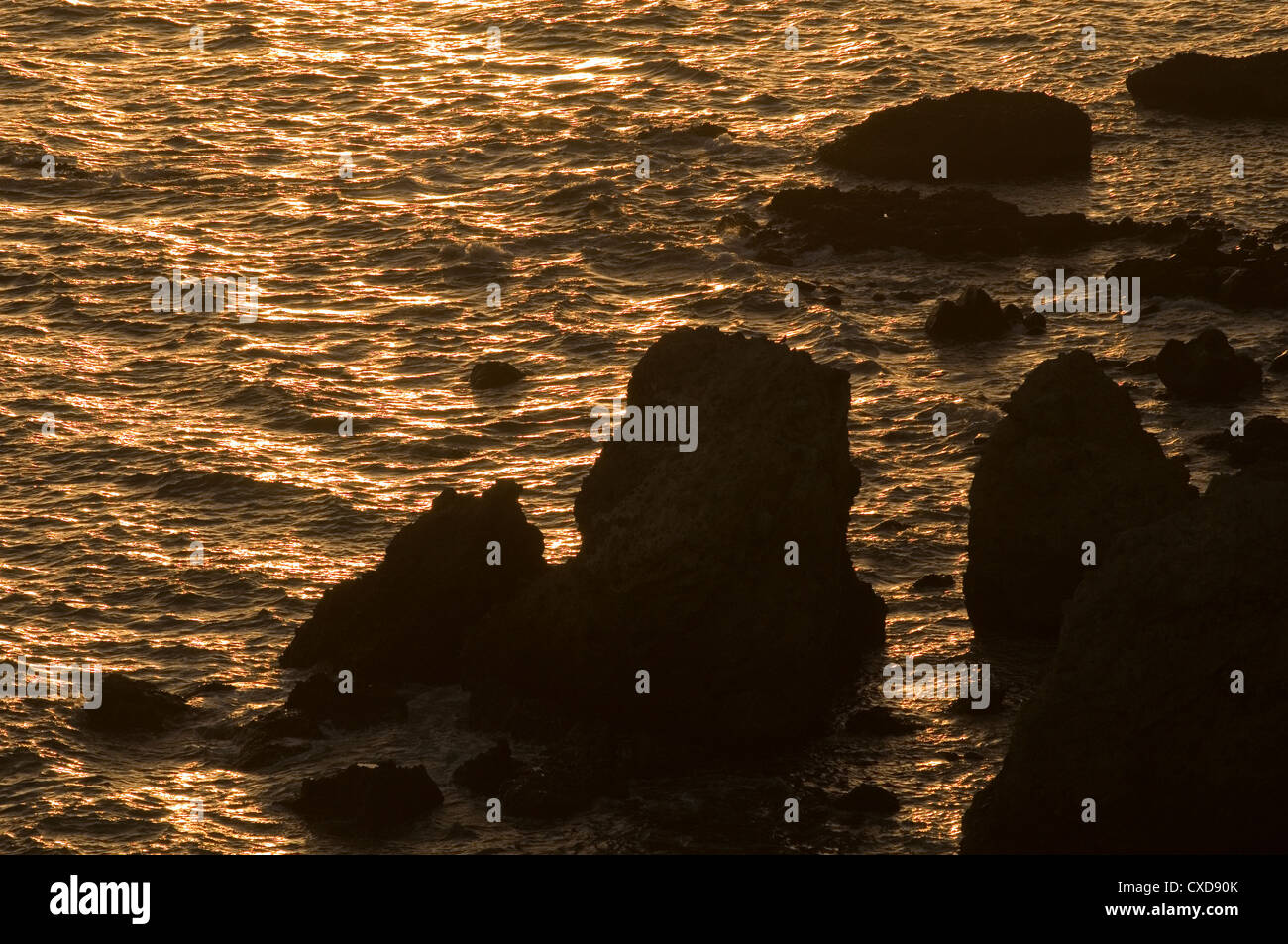 jagged rocks rocks hidden sea waves coast coastline ragged dusk dark ...