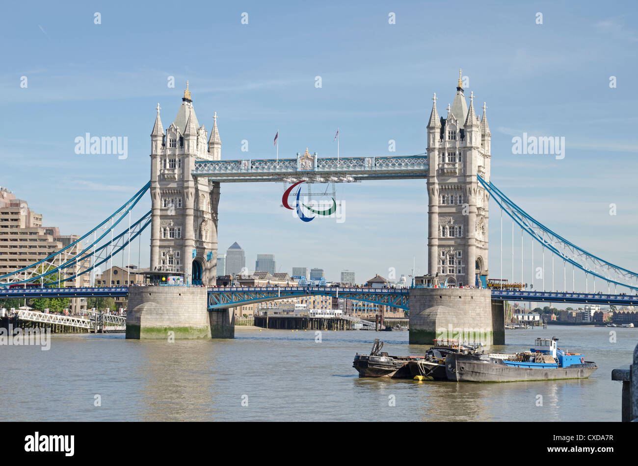 Tower Bridge with Paralympics logo Stock Photo - Alamy