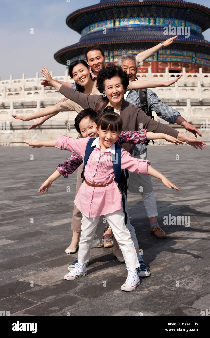 Happy family travelling at Temple of Heaven in Beijing, China Stock ...