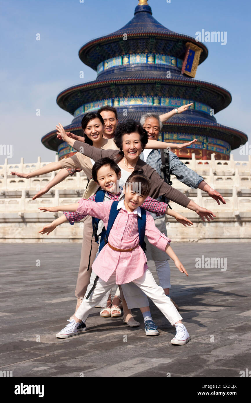 Happy family travelling at Temple of Heaven in Beijing, China Stock ...