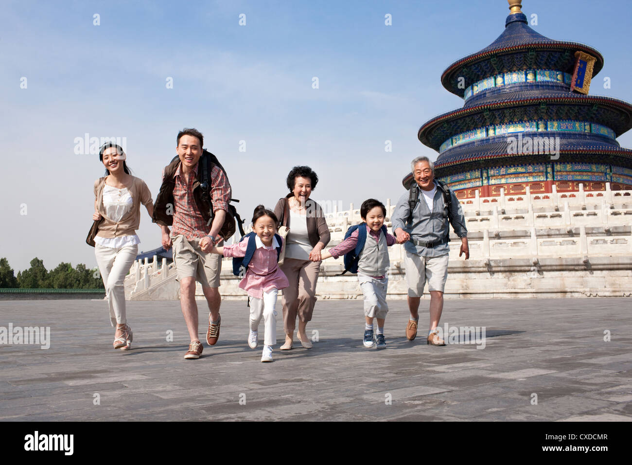 Happy family travelling at Temple of Heaven in Beijing, China Stock ...