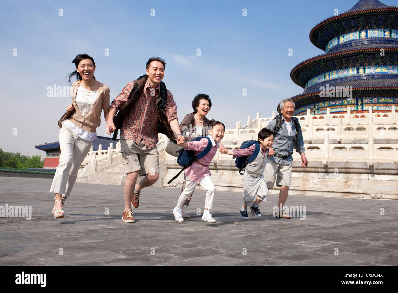 Happy family travelling at Temple of Heaven in Beijing, China Stock ...