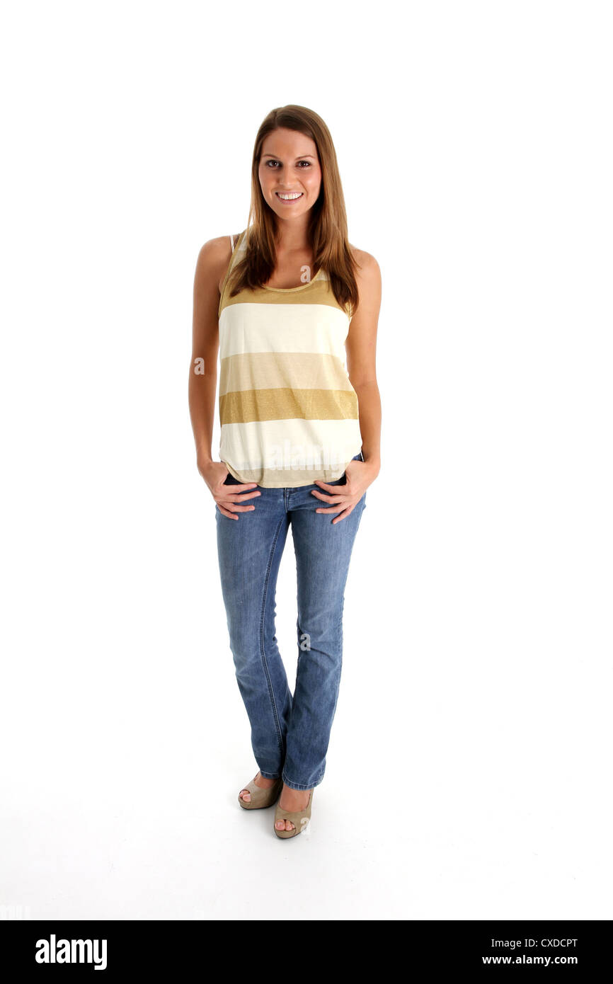 Picture of and adult woman set against a white background Stock Photo ...