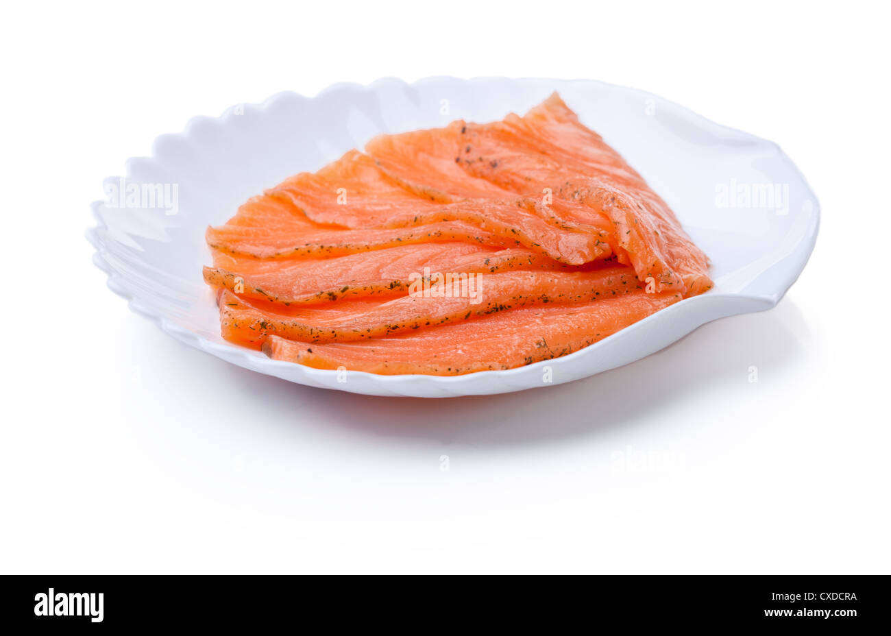 Sliced red fish on plate Stock Photo - Alamy