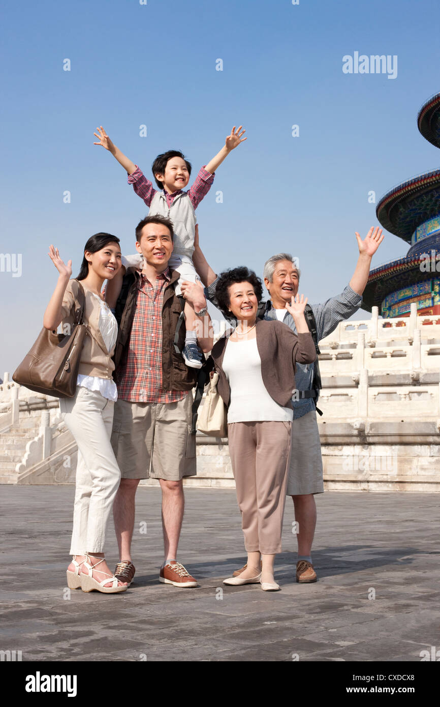 Happy family travelling at Temple of Heaven in Beijing, China Stock ...