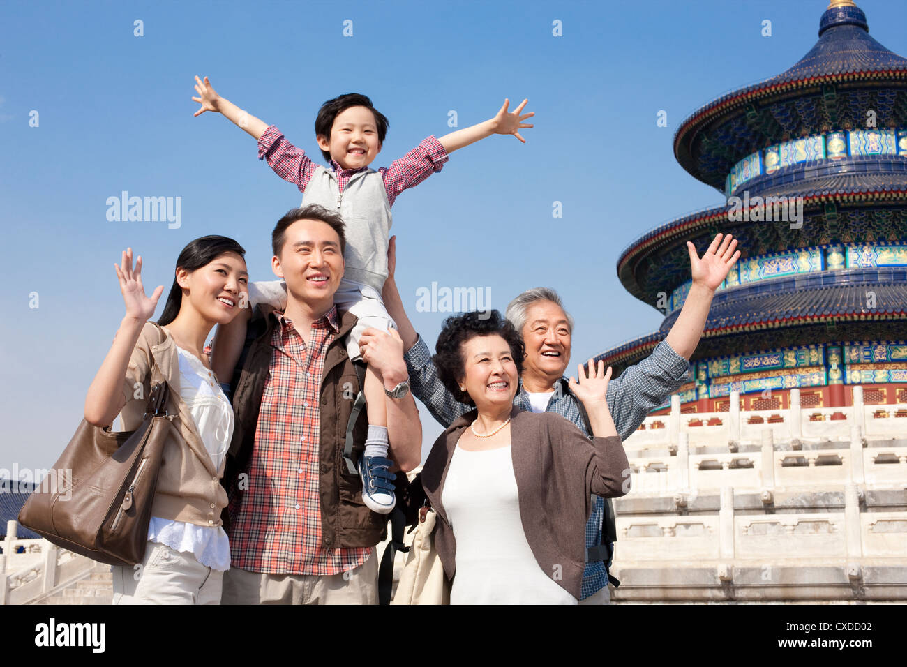 Happy family travelling at Temple of Heaven in Beijing, China Stock ...
