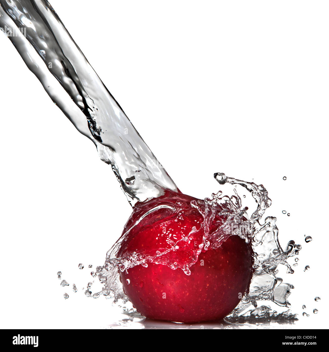 Red apple and water splash isolated on white Stock Photo - Alamy