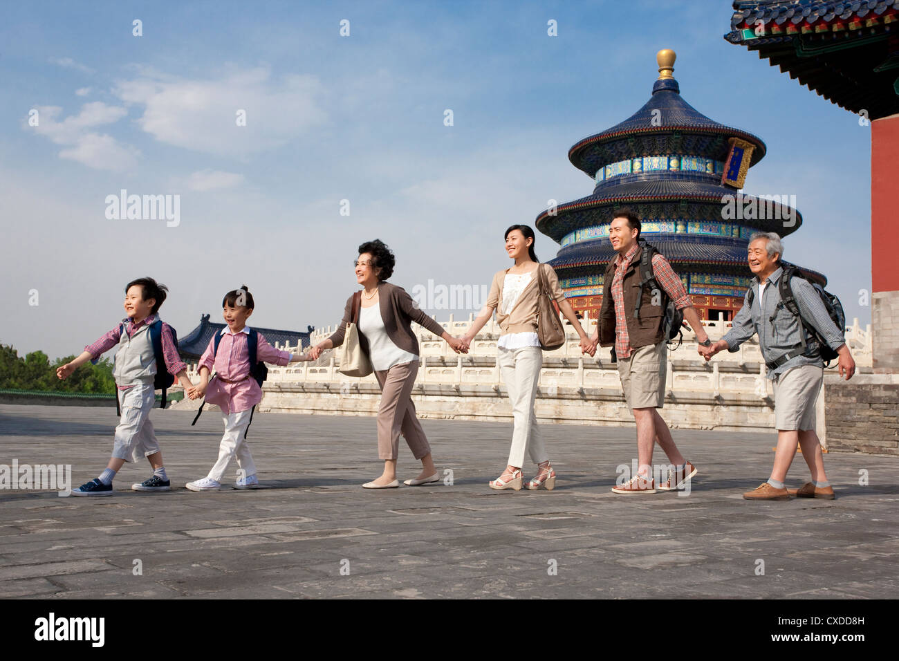 Happy family travelling at Temple of Heaven in Beijing, China Stock ...