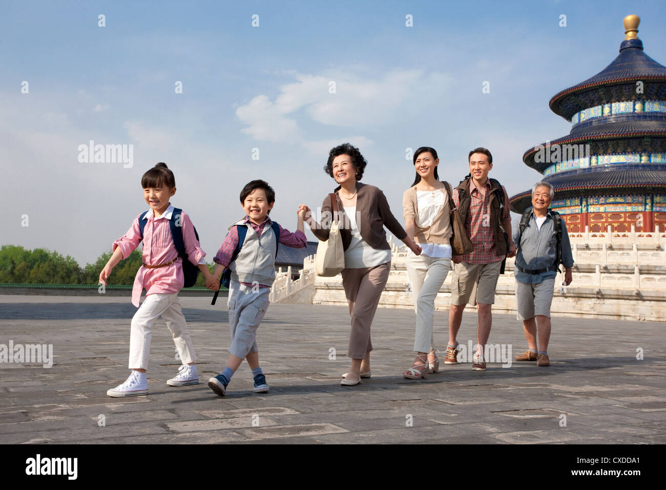 Happy family travelling at Temple of Heaven in Beijing, China Stock ...