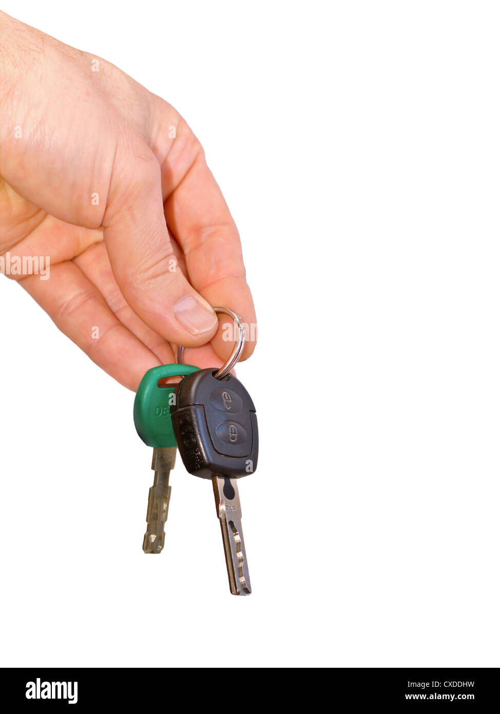 Hand and key isolated on white background Stock Photo - Alamy