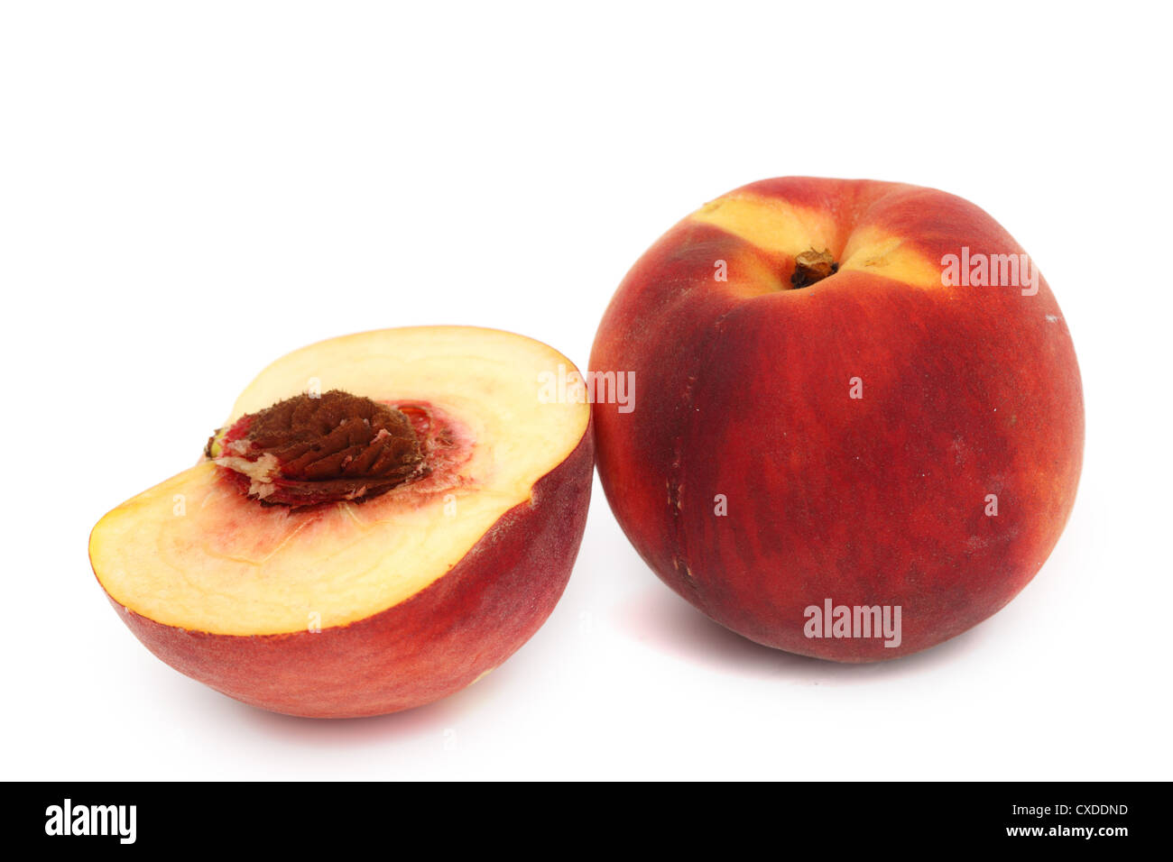 peach pile slice isolated on white Stock Photo - Alamy