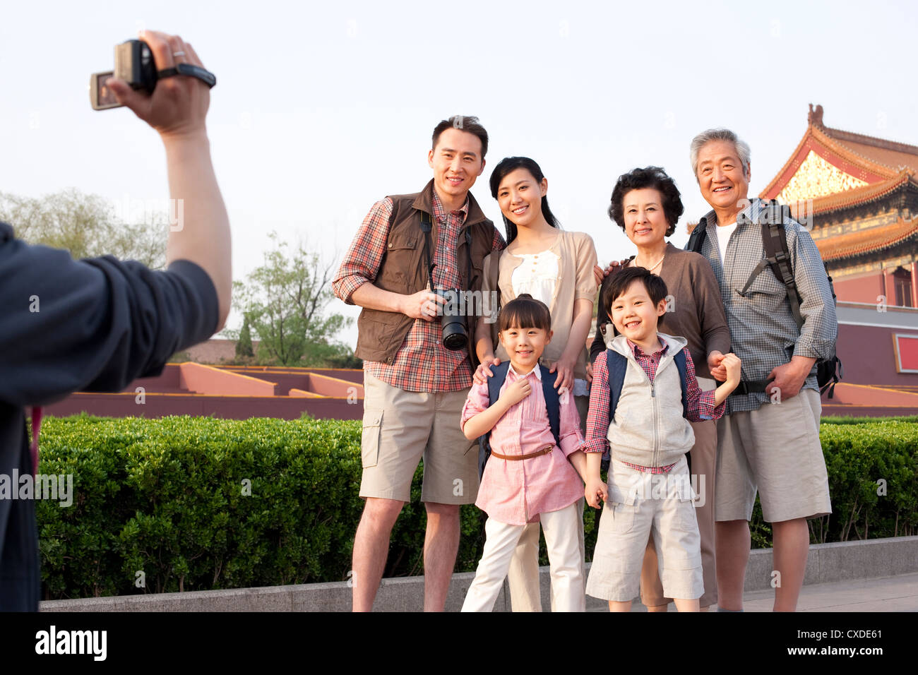 Happy family travelling at Tiananmen Square in Beijing, China Stock ...