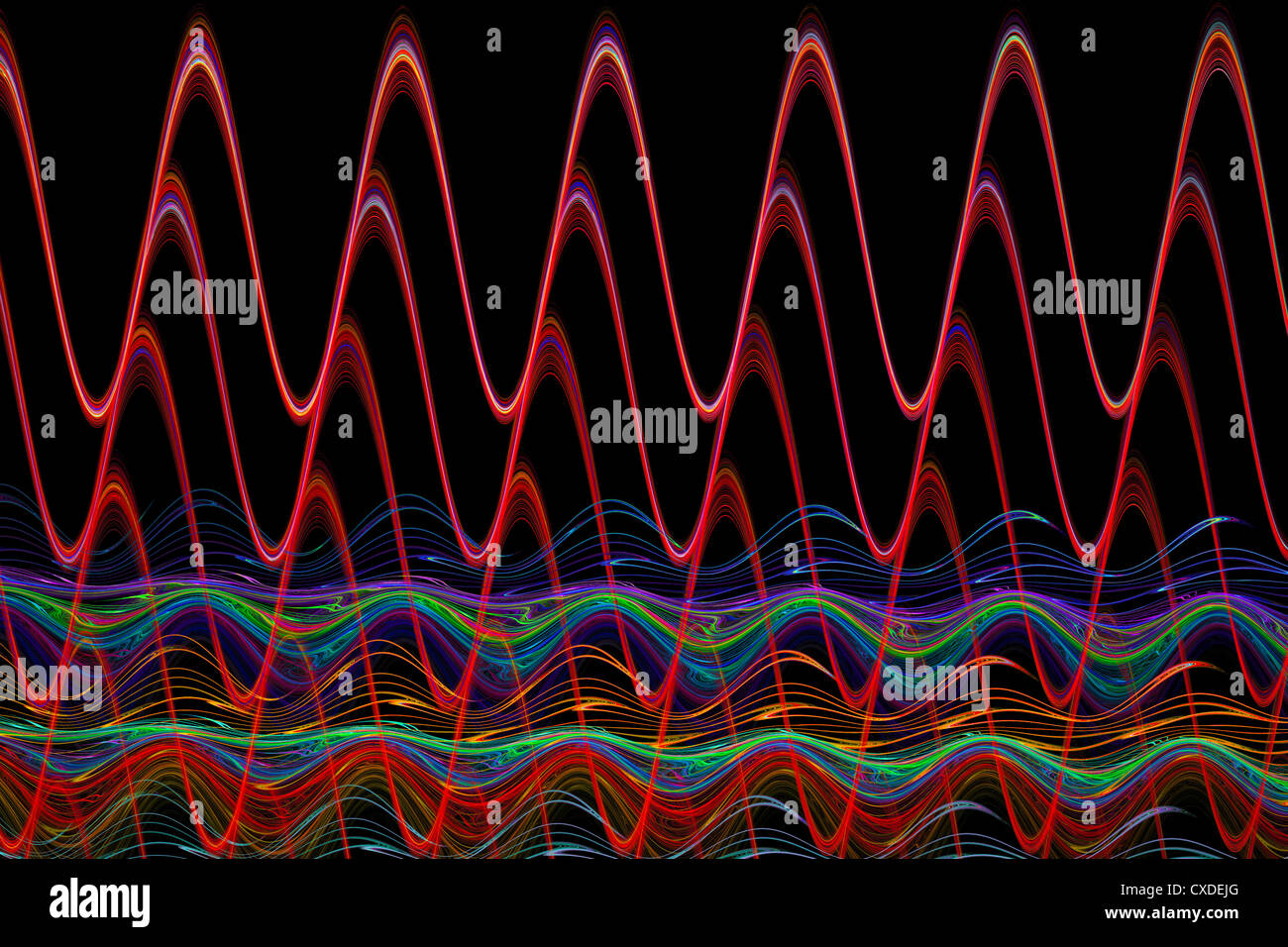 Digtal abstract red waves fractal modern art computer graphic image on ...