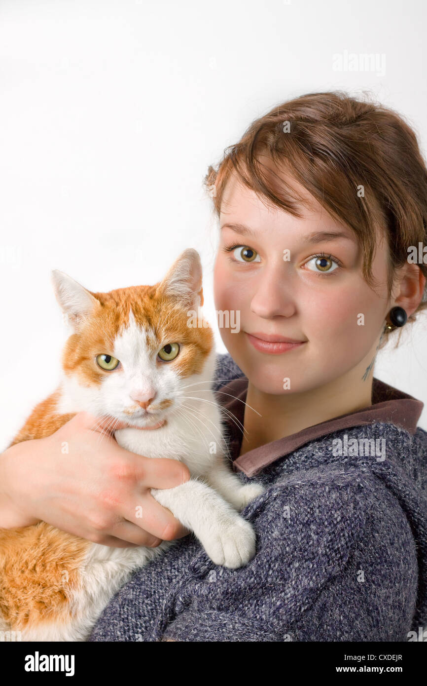 Cat and girl hi-res stock photography and images - Alamy
