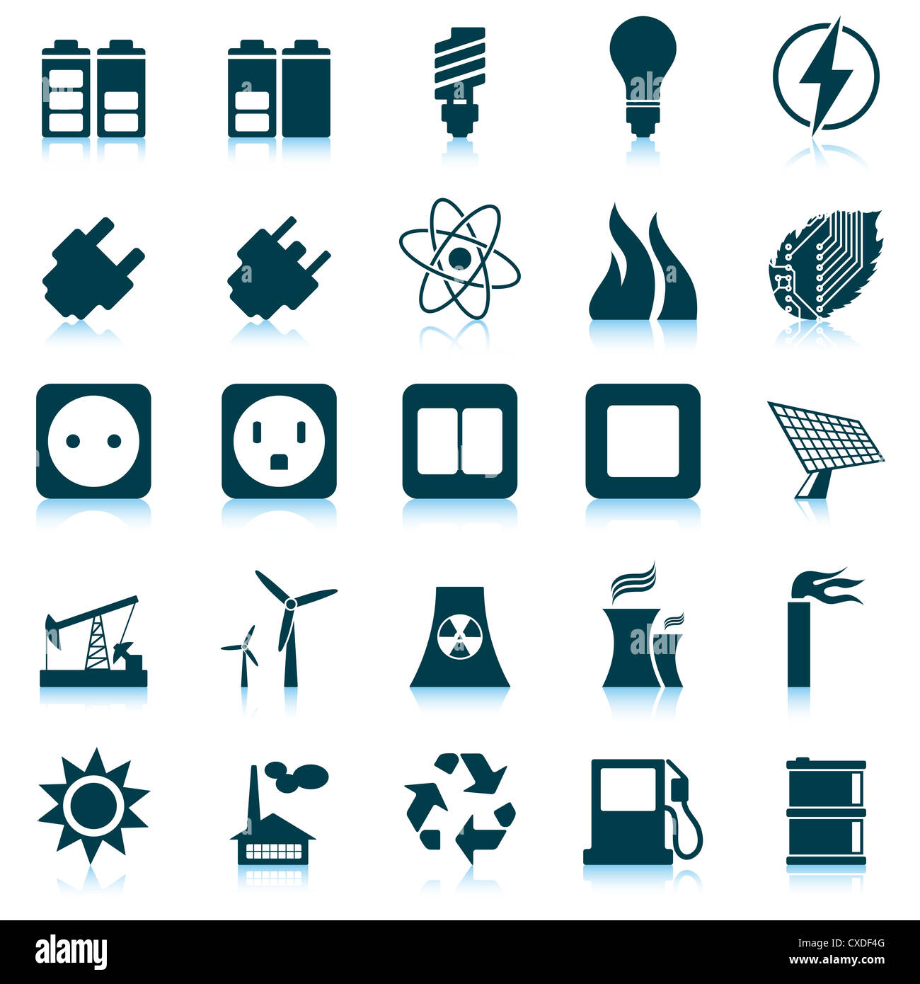 Electricity, power and energy icon set. Vector illustration Stock Photo ...