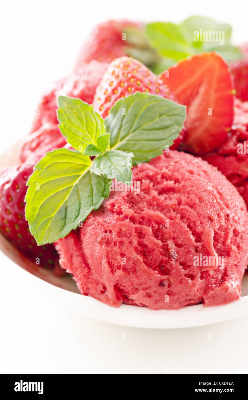 Soft serve ice cream with strawberry hi-res stock photography and ...