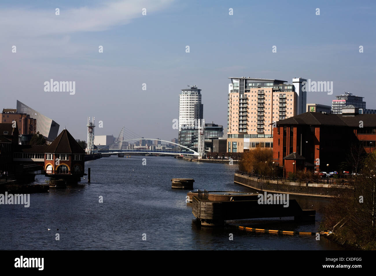 Office and Apartment buildings by the Manchester Ship Canal Basin ...