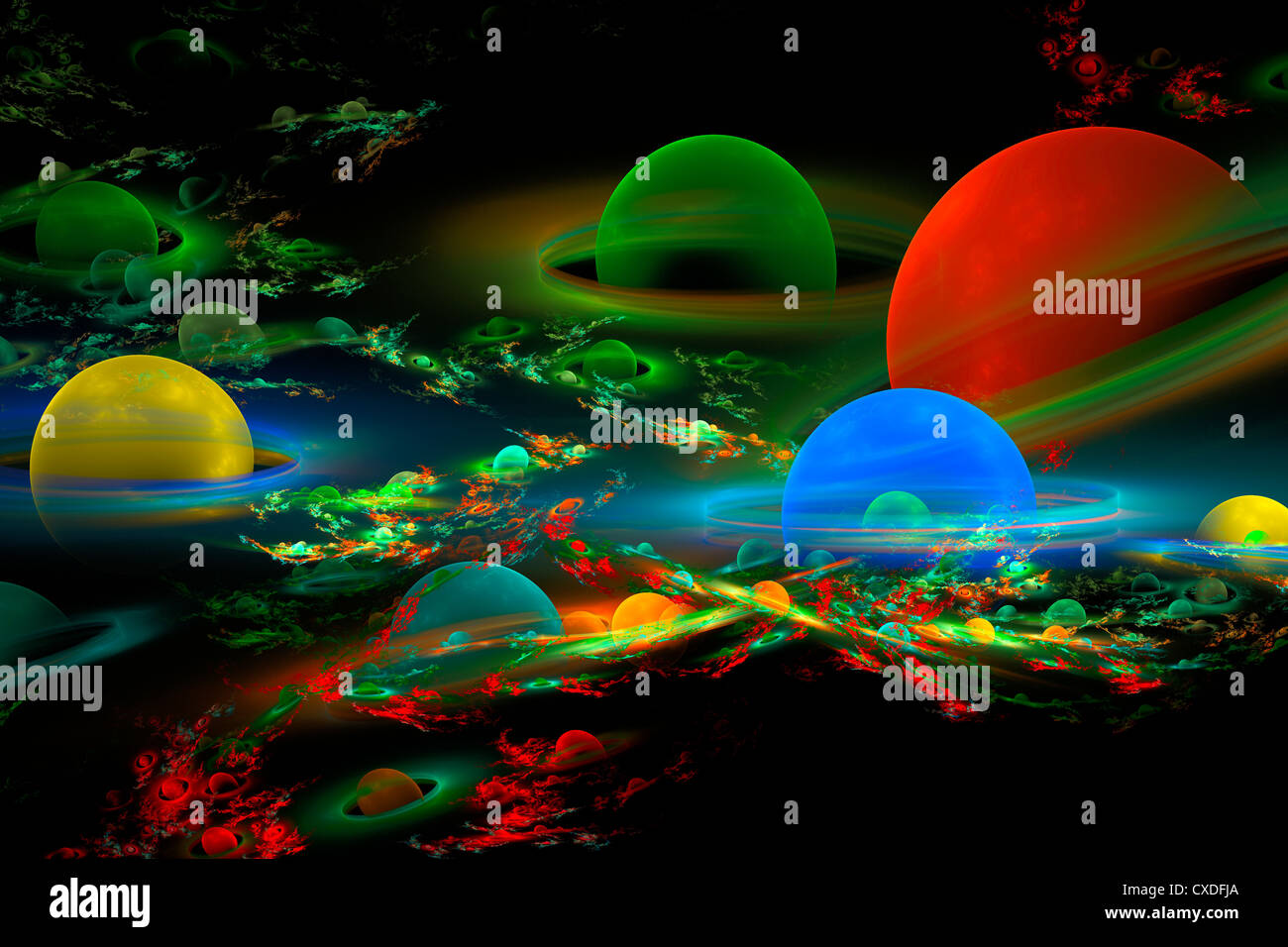 Computer generated sphere abstract fractal flame psychedelic modern art ...