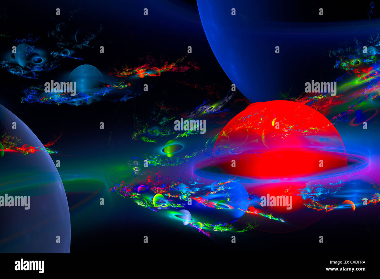 Computer generated sphere abstract fractal flame psychedelic modern art ...