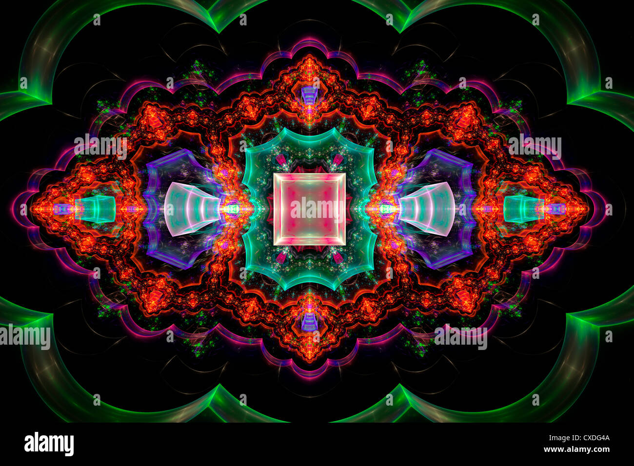 Computer generated 3D red green fractal flame modern art Stock Photo ...