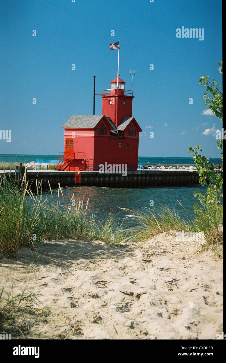 lighthouse located at Holland Harbor, Michigan, United States Stock ...