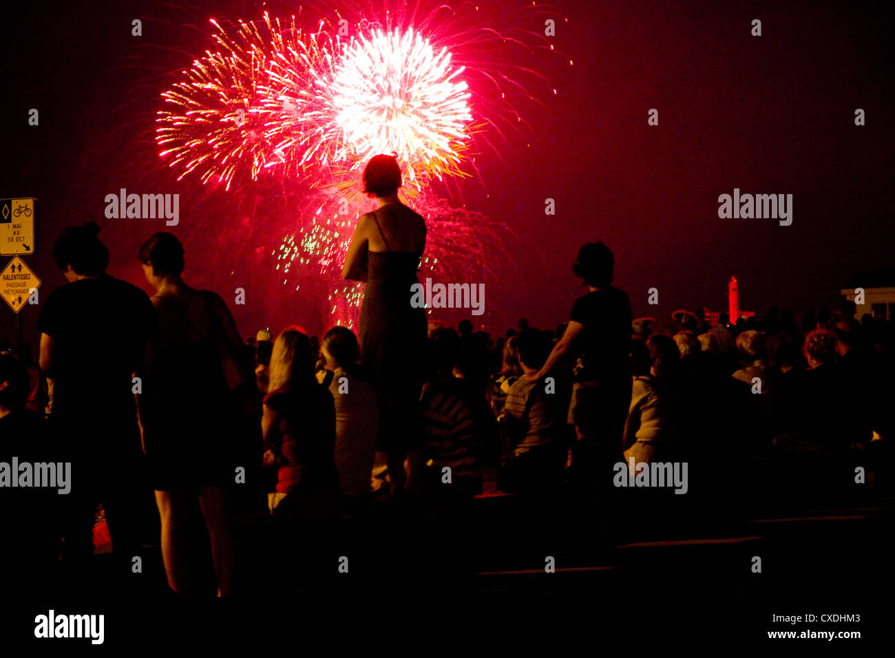 A fireworks display during the 2012 New France Festival in Quebec City ...
