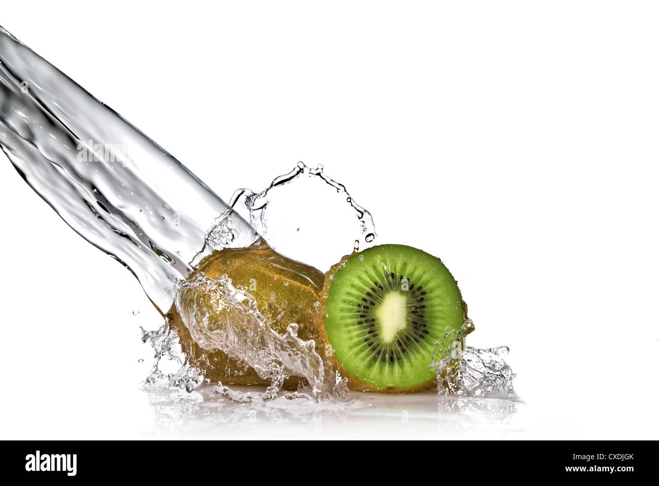 Water splash on kiwi isolated on white Stock Photo - Alamy