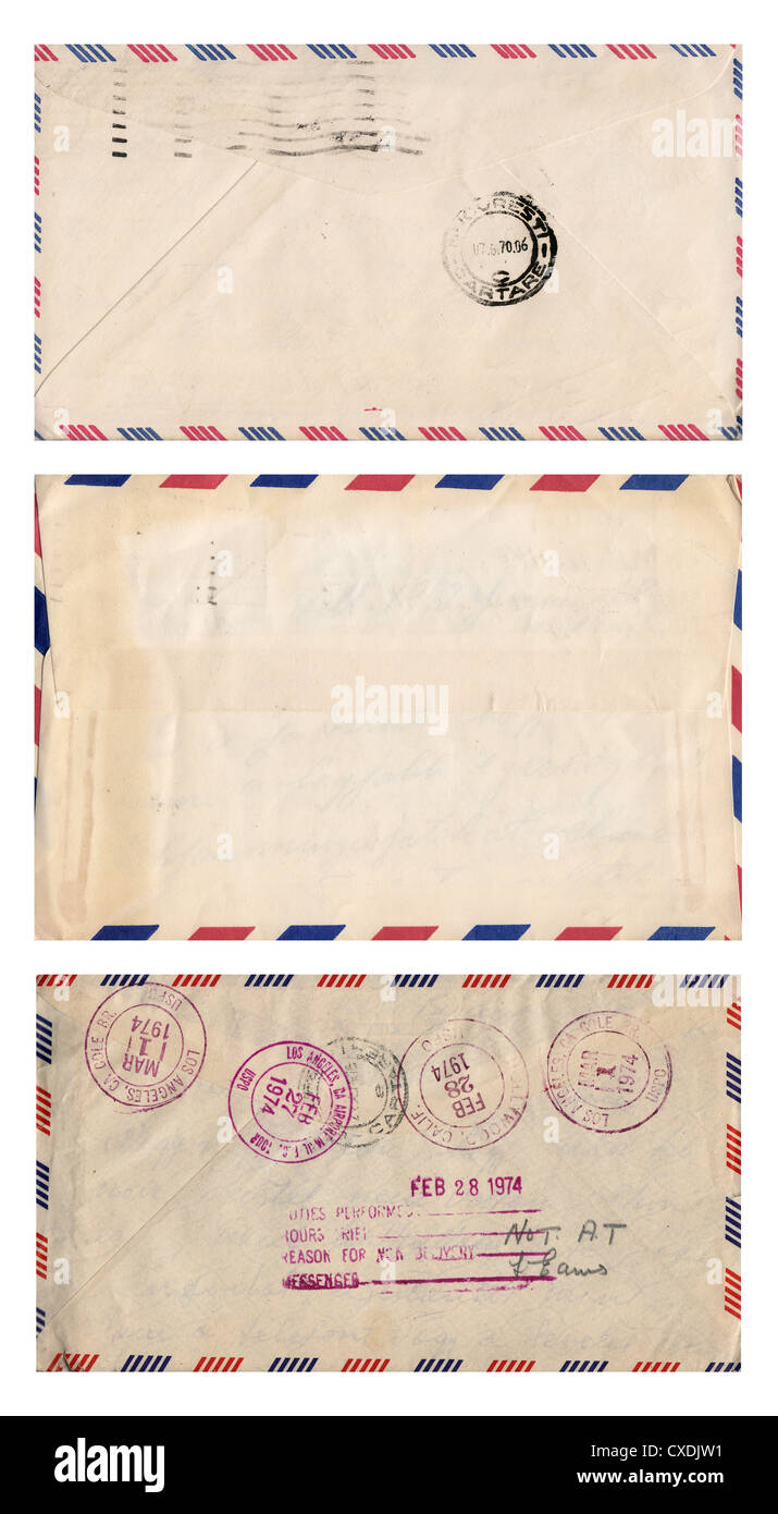 Set of three old envelopes isolated on white Stock Photo - Alamy