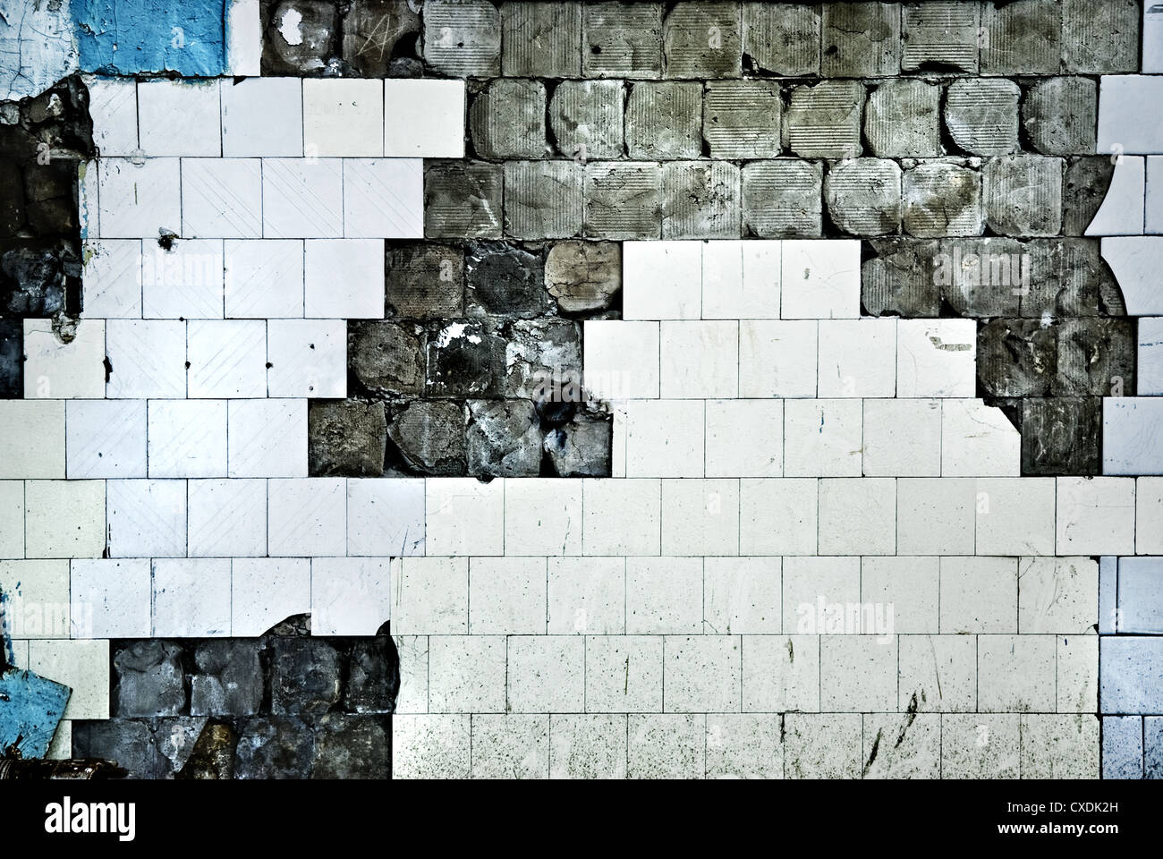 texture of the old tile wall with cracks Stock Photo - Alamy