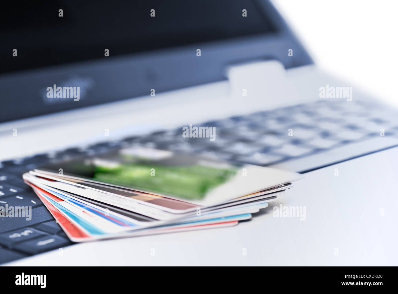 Credit cards on the notebook Stock Photo - Alamy